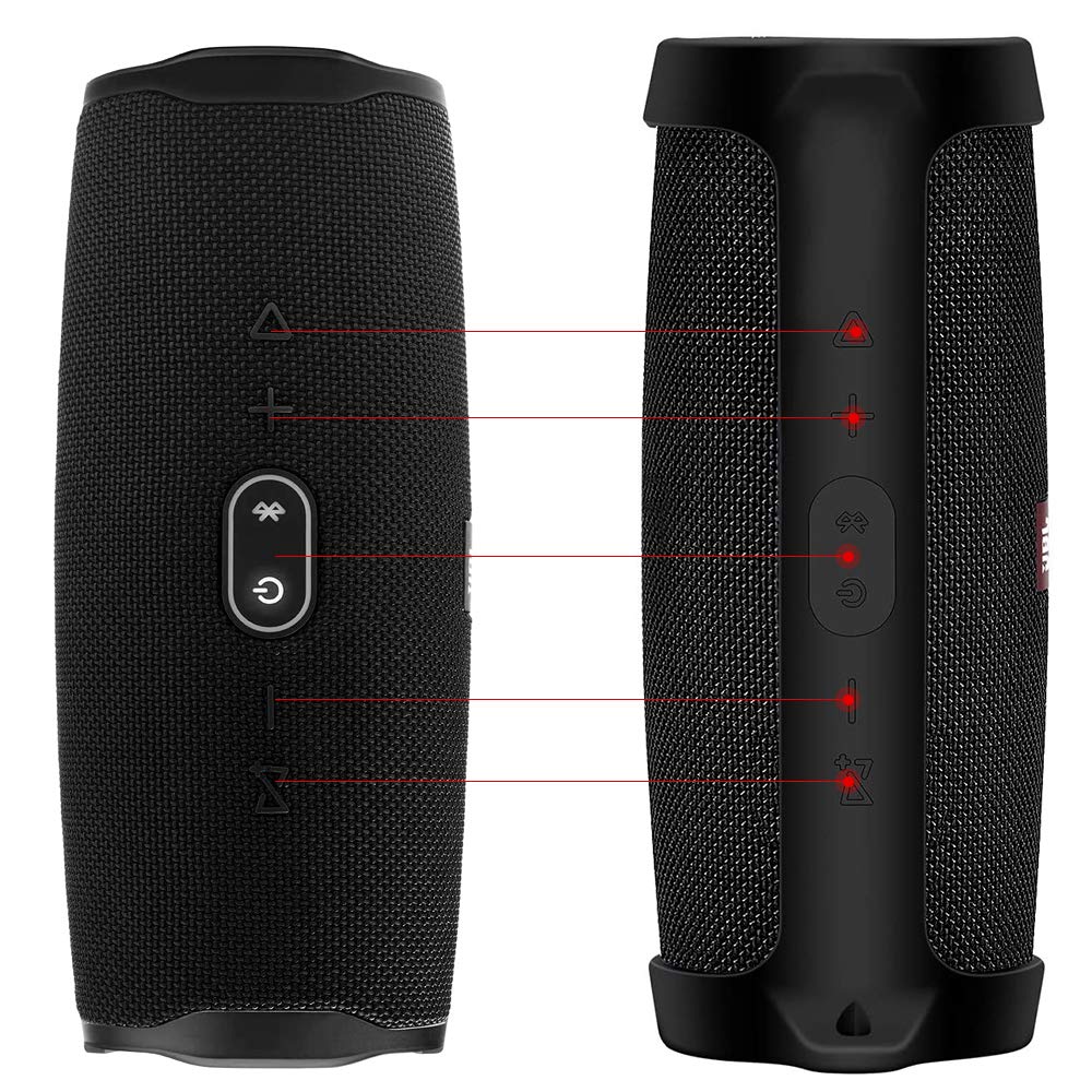 Protective Silicone Case Cover for JBL Charge 4 Waterproof Portable Bluetooth Speaker, Travel Carrying Gel Soft Skin, Waterproof Rubber Pouch with Shoulder Strap and Carabiner
