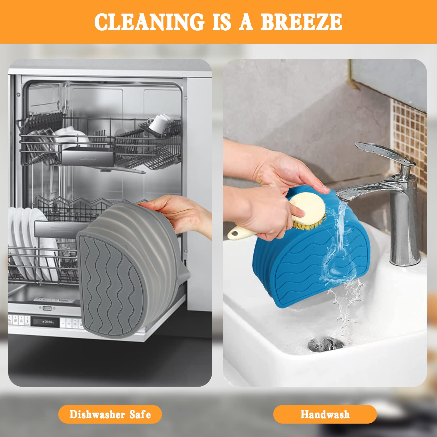 Slow Cooker Divider Insert 8.5 * 5.1Inch For 6QT Reusable Silicone Dividers Easy Clean&Non-stick Dishwasher Safe Slow Cooker Liner (Blue+Grey)