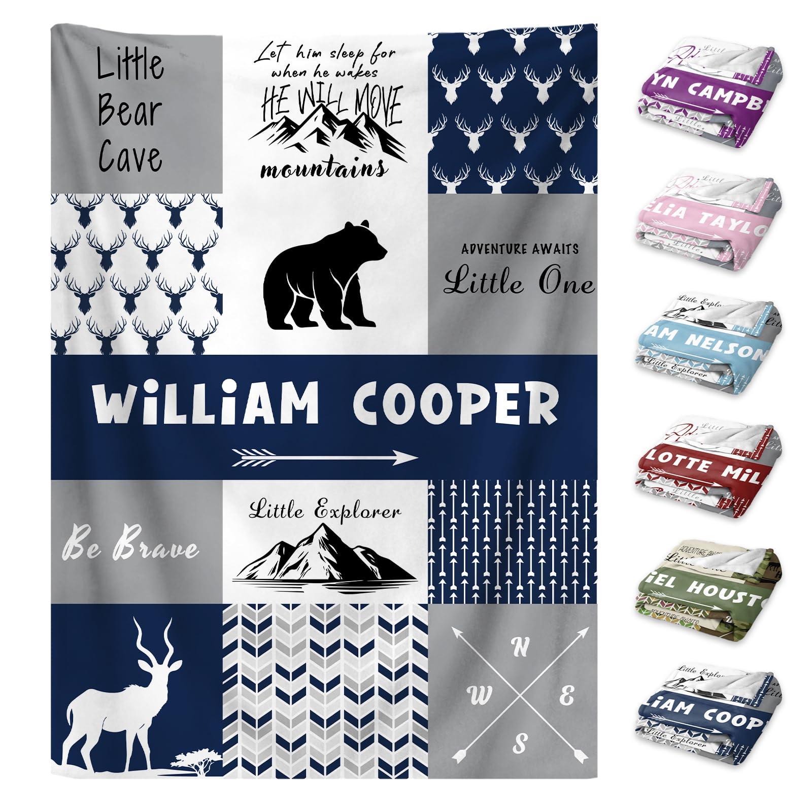 Personalized Baby Blankets for Boys Girls Custom Baby Blanket with Name for Toddlers Kids Fleece Bed Throw Blanket Swaddle for Newborn Customized Baby Gifts for Birthday Baby Shower Nursery Blanket