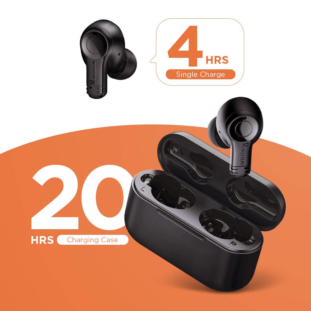 omthing Airfree Model EOOO2BT - in-Ear Headphones with 4 environmetal Noise Cancellation Microphones - Bluetooth 5.0 - Earbuds Earphones - Black