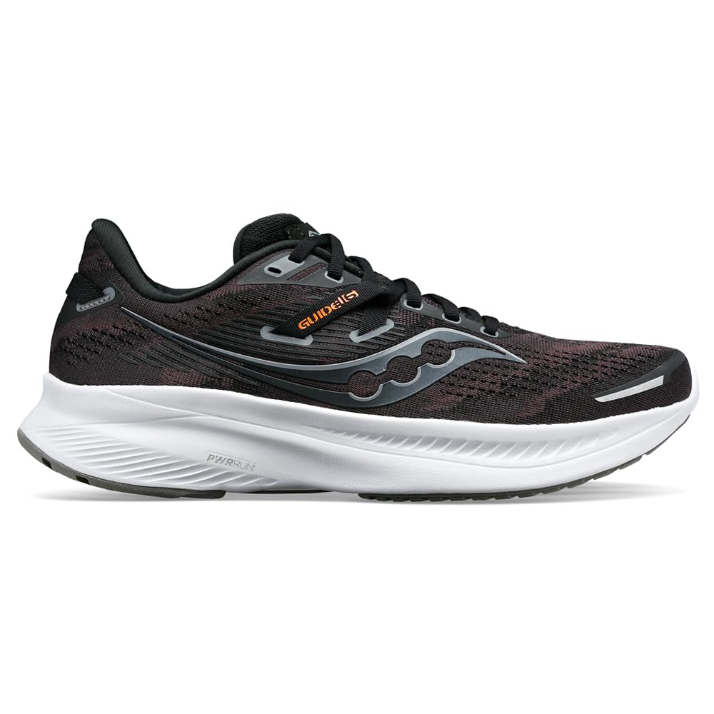 Saucony Women's Guide 16 Sneaker, Black/White, 8.5