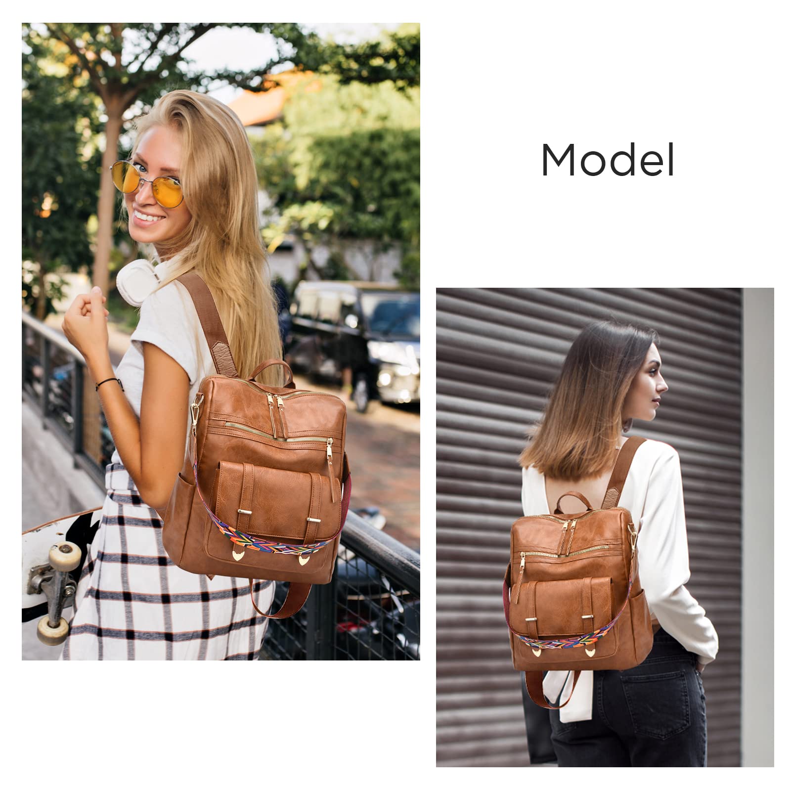 Women Fashion Backpack Purse Multipurpose Casual Shoulder Bag PU Leather Travel Bag for Ladies with Convertible Strap