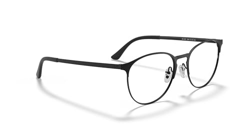 Ray-Ban RX6375 Round Prescription Eyeglass Frames, Black On Matte Black/Demo Lens, 53 mm