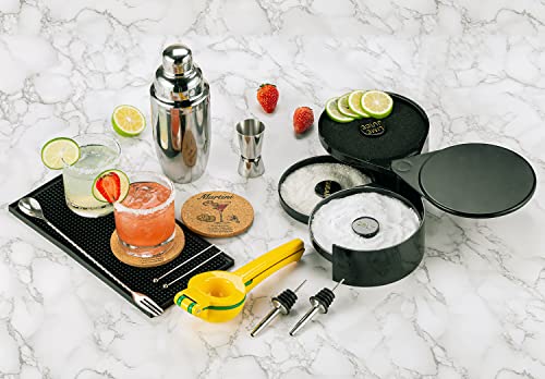 USEEKRIL Margarita Cocktail Kit - Set of Rocks Glasses | Stainless Cocktail Shaker | Jigger|Bar Spoon|Citrus Squeezer | Coasters | Pourers | Cocktail Picks | Accessories to Craft Margaritas at Home!