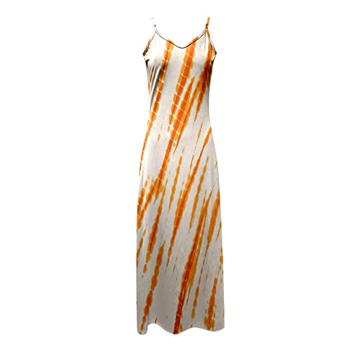 Womens Tulle Skirts Halloween Leather Women Summer Casual Dress Printed Bohemian Spaghetti Strap Boho Floral Long Maxi Yellow