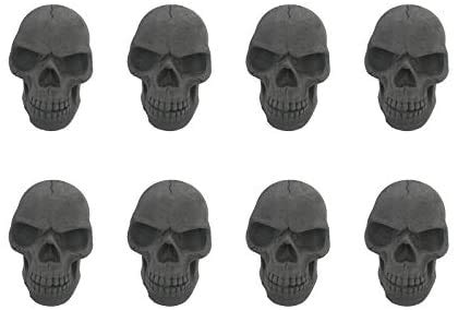 Vinyl Etchings 8pcs Imitated Human Skull Gas Log for Indoor or Outdoor Fireplaces, Fire Pits Halloween Decor
