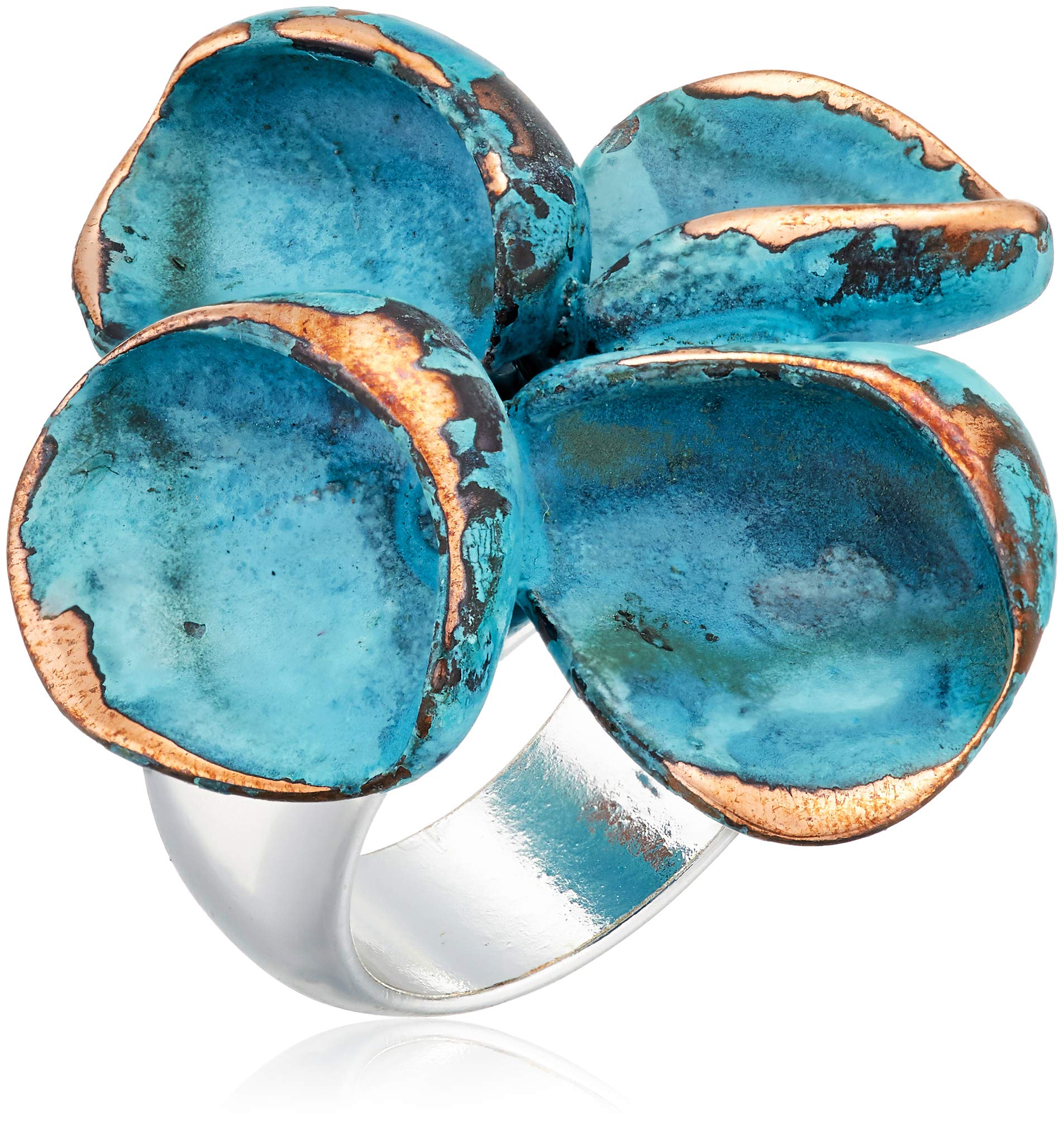 Robert Lee Morris Soho Women's Green Patina Sculptural Flower Ring, 8.5