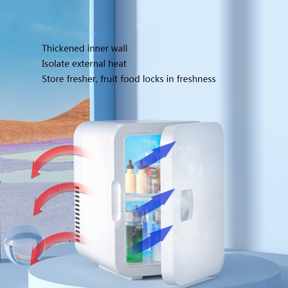 QINGDONGDZA Luxury Mini Fridge Cooler 6 Litre / 8 Cans Skincare Mini Fridge for Bedroom - Car, Office Desk & Dorm Room,12v AC/DC & Exclusive USB Option,Small Portable Fridge,Red