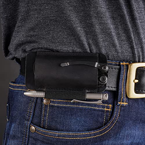 VIPERADE PJ33 Leather Knife Sheaths for Belt, Pocket Knife Holster, Pocket Knife Sheath, Horizontal Leather Knife Belt Holder
