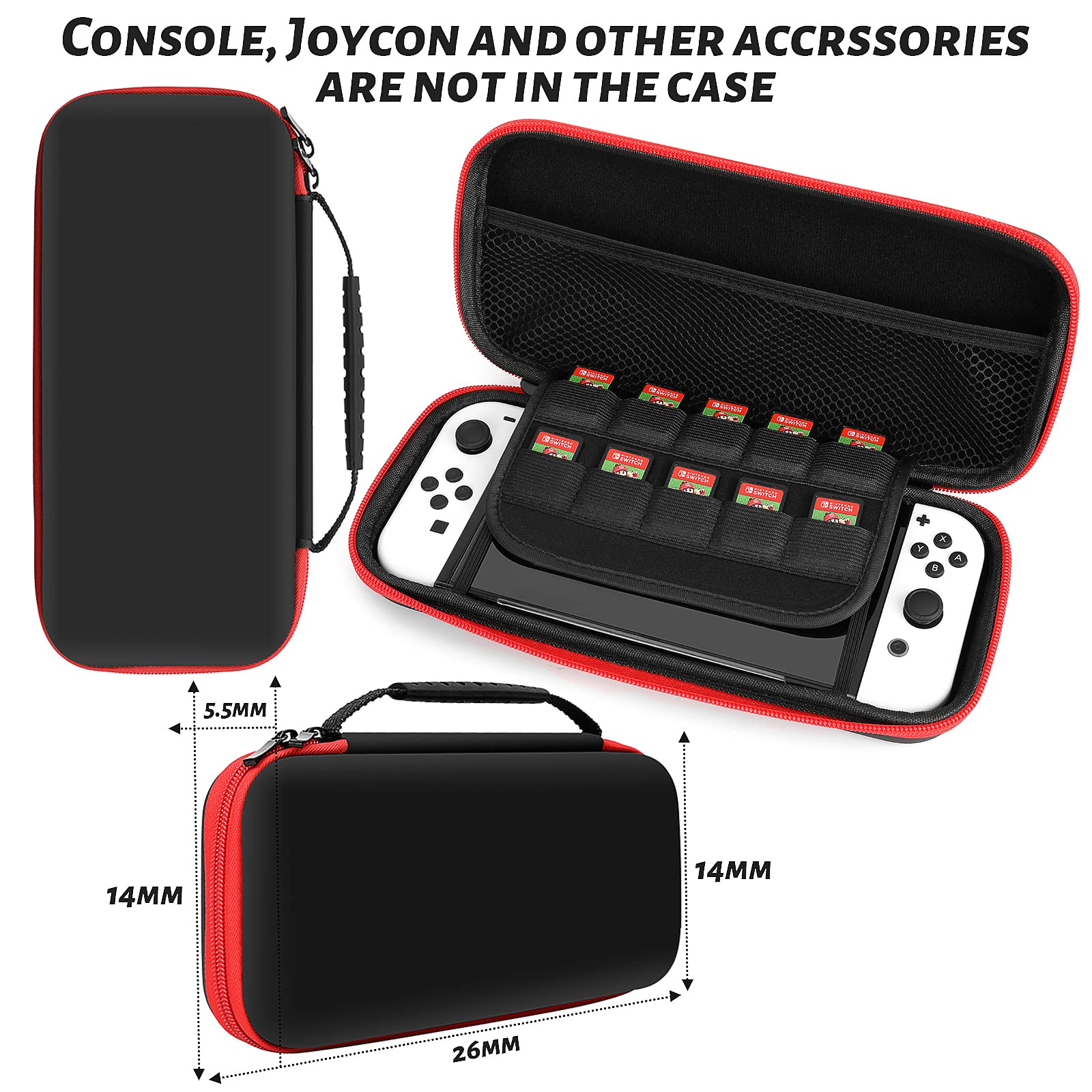 Switch OLED Accessories Bundle Kit - Transparent Case Cover, Screen Protector, Carrying Case Bag, Adjustable Stand, Game Card Case, Joycon Charging Dock for Nintendo Switch OLED Model (2021)
