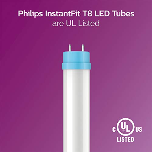 Philips LED InstantFit 4-Foot T8 Tube Light Bulb 1800-Lumen, Cool White (4000K), 16W=32W, Medium Bi-Pin G13 Base, 8-Pack