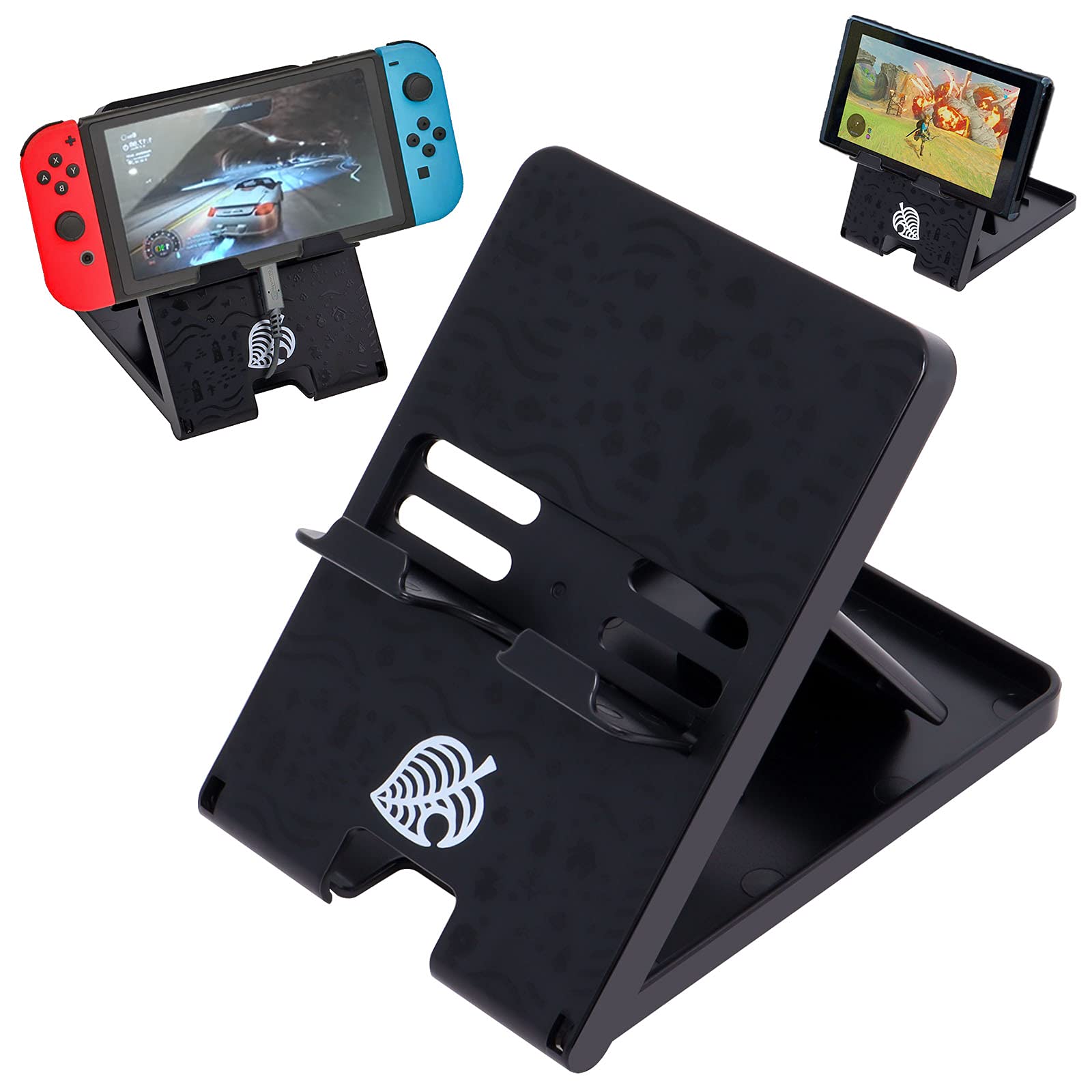 Switch Stand Holder Animal Crossing Compatible with, Muti-Angle Switch Lite Stand Holder, Phone Bracket Stand Replacement by Hoqqf(Black)
