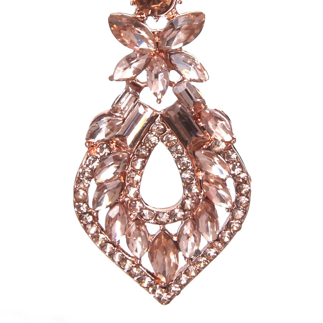 NLCAC Pear Shape Crystal Dangle Earrings Pierced Marquise Cluster Ear Drop Wedding Jewelry Rose Gold