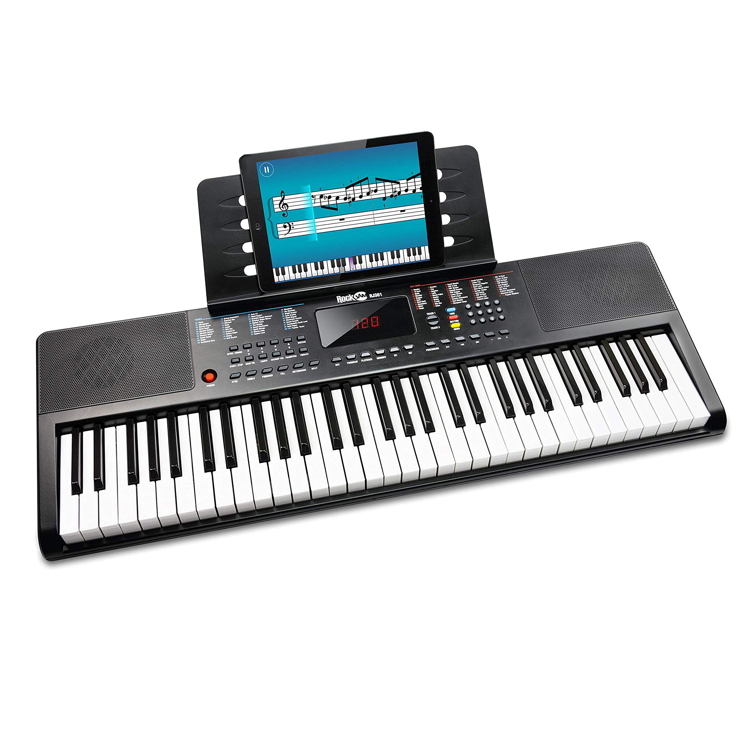 RockJam 61 Key Keyboard Bundle with Stand, Power Supply & Accessories