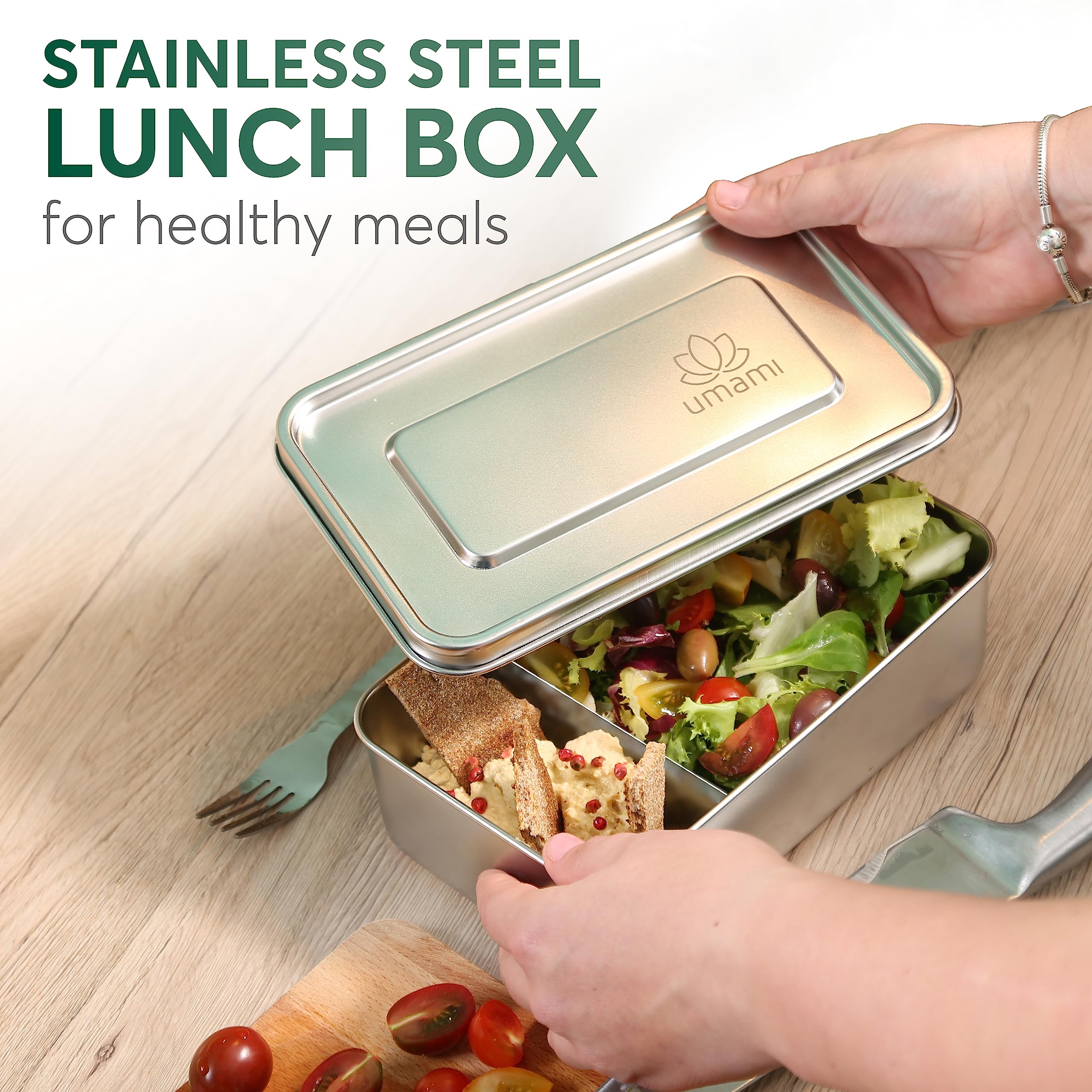 Umami Bento Lunch box Bundle, Bento Box for Adults w/Utensils, 40 oz & 32 oz, Cute Stainless Steel Lunch Container that is Microwave-Safe Great for Meal Prep