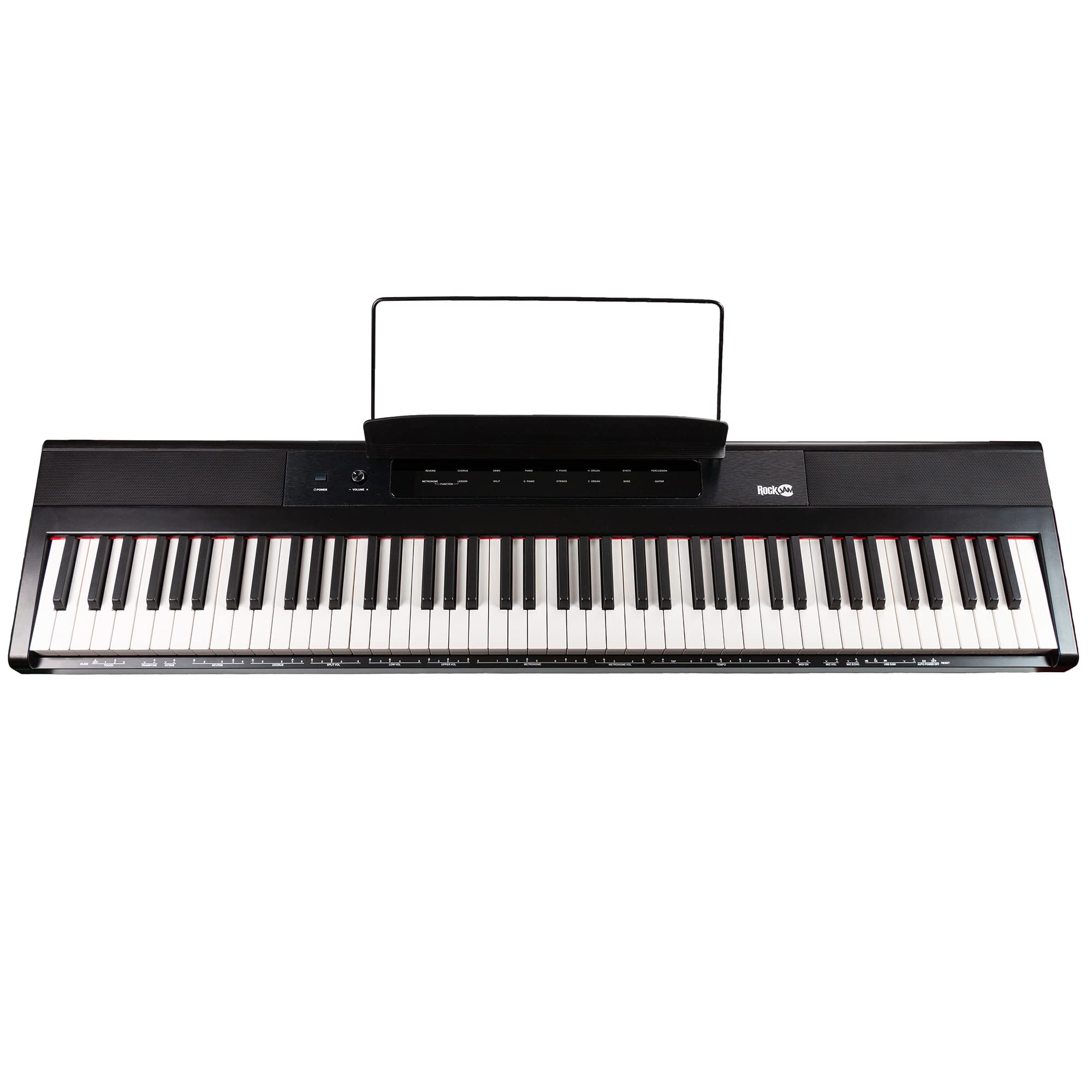 RockJam 88-Key Beginner Digital Piano with Full-Size Semi-Weighted Keys, Black & RockJam Adjustable Keyboard Stand with Locking Straps & Quick Release Mechanism