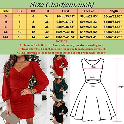 V Neck Long Sleeve Mini Dress Party Dress Women's Solid Color Cross V-Neck Shift Dress Side Split Dress
