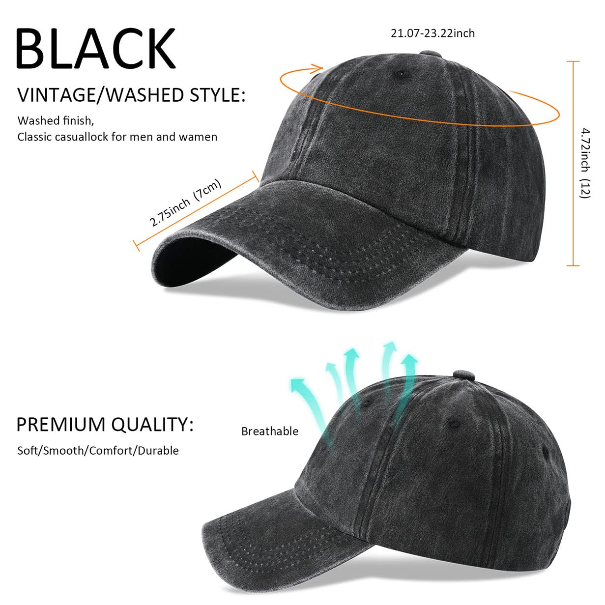 Women Ponytail Baseball Cap, Washed Cotton Hat High Messy Bun Ponycap Outdoor Sun Hat for Women