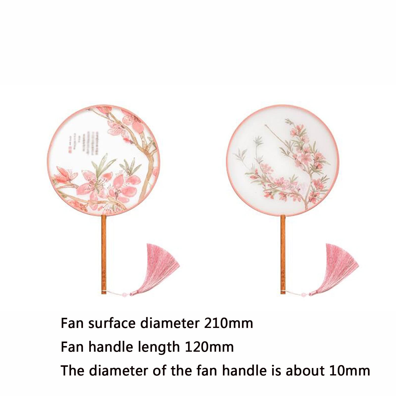 XELDEC Chinese hand-held fan peach blossom round fan retro fan Hanfu cheongsam jewelry gift
