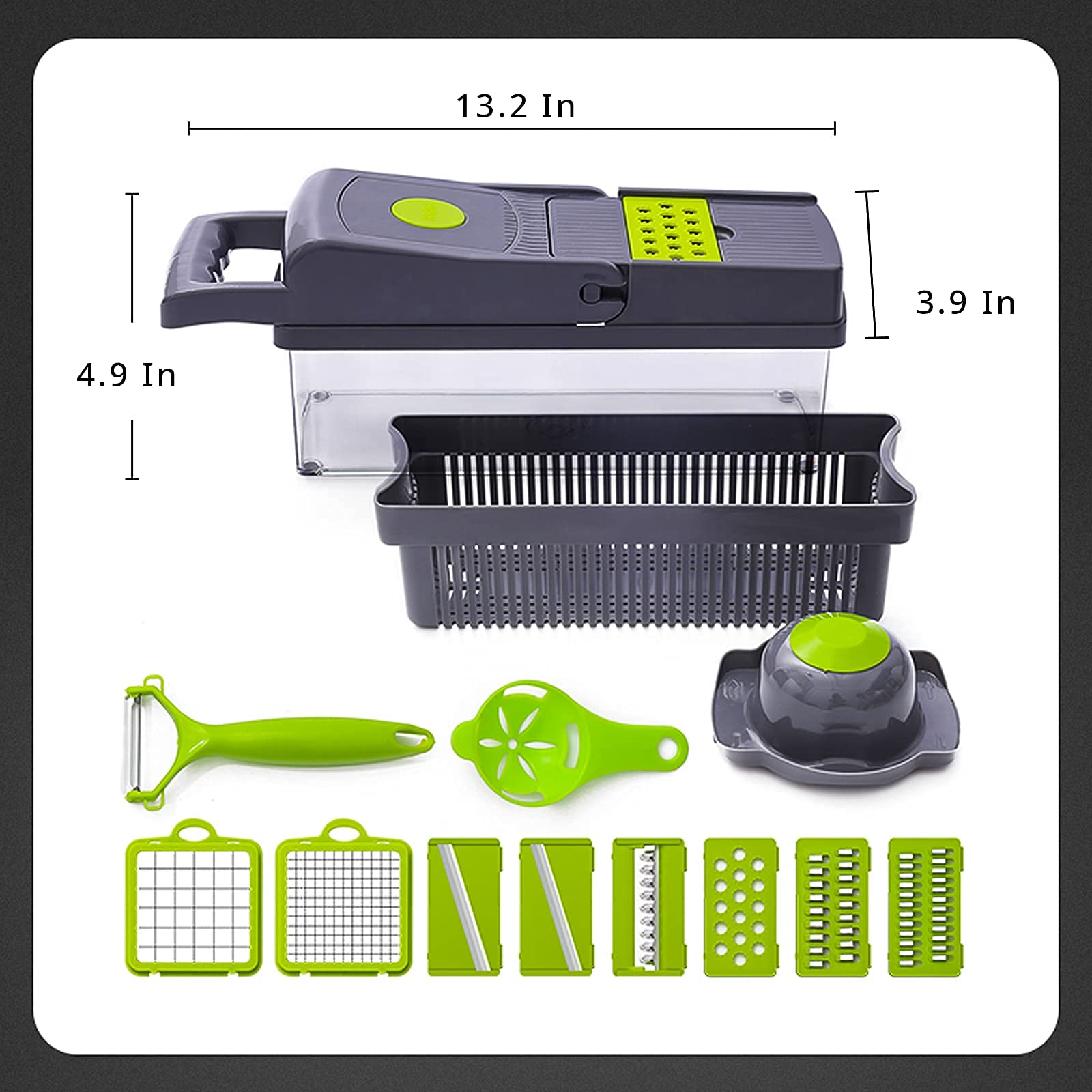 Vegetable Chopper - Pro Food Chopper - Spiralizer Vegetable Slicer-14-in-1 Multifunctional Veggie Slicer Food Cutter,Household Kitchen Gadgets for Vegetable Fruit…