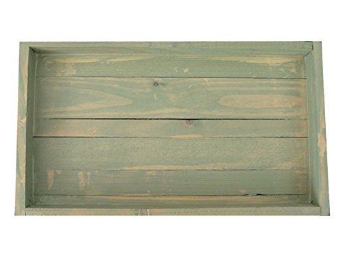 Wood Display/Serving Tray - 14" x 10" - Sage Green Wash Distressed - Decorative Distressed Vintage Wooden Rustic Ottoman Cottage Tray Serving Tray