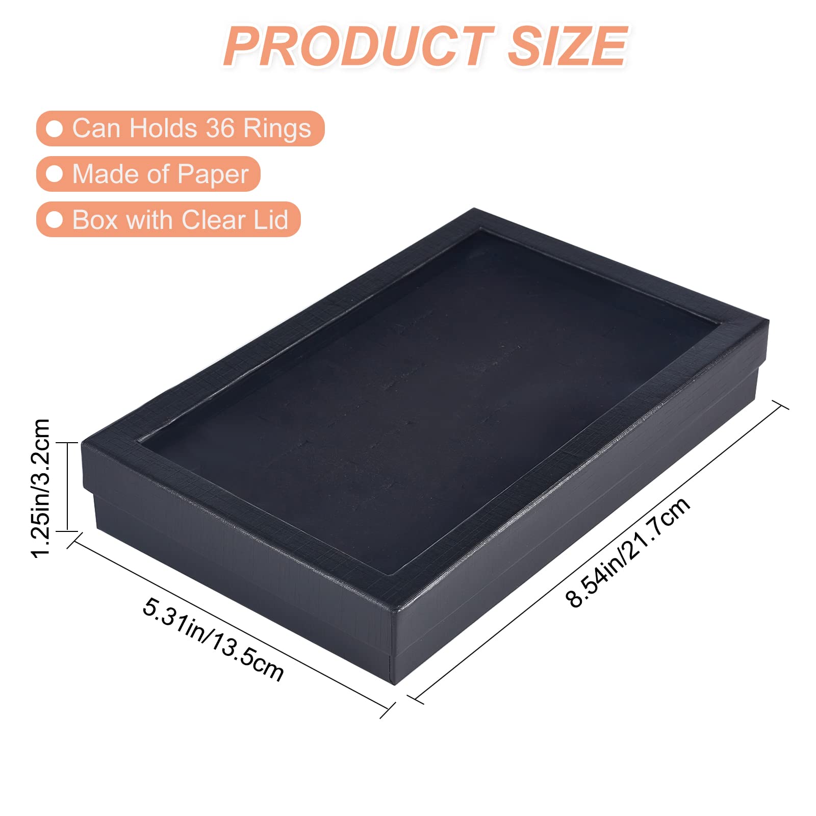 SUNNYCLUE 1Pc 36 Slots Ring Showcase Display Box Ring Organizer Boxes Rings Holders Insert Display Trays Transparent Packing Box for Business Selling Shows Jewelry Rings Earrings Storage Supply