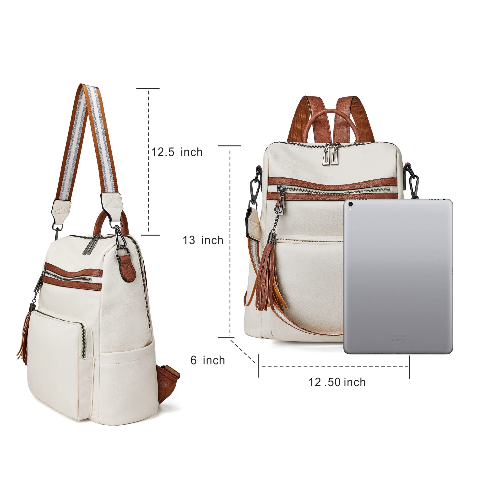 OPAGE Leather Backpack Purse for Women Fashion Tassel Ladies Shoulder Bags Designer Large Backpack Travel Bag