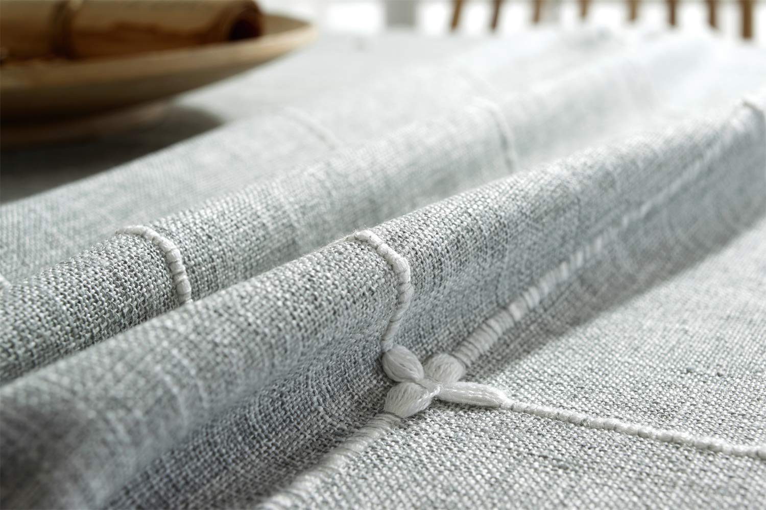 TruDelve Cotton Linen Tablecloth Rectangle Grey Fabric Table Cloth Vintage Farmhouse Table Cover for Rectangle Tables (52"x86", Grey)
