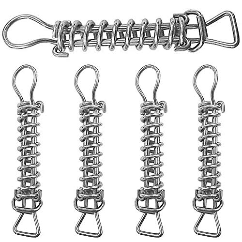 Wood Grip Swimming Pool Stainless Steel Spring Covers with Stopper D Ring and Protective Vinyl Spring Cover - for Winter Safety Pool Covers - Pool Cover Springs for Inground Pools (Pack of 5)