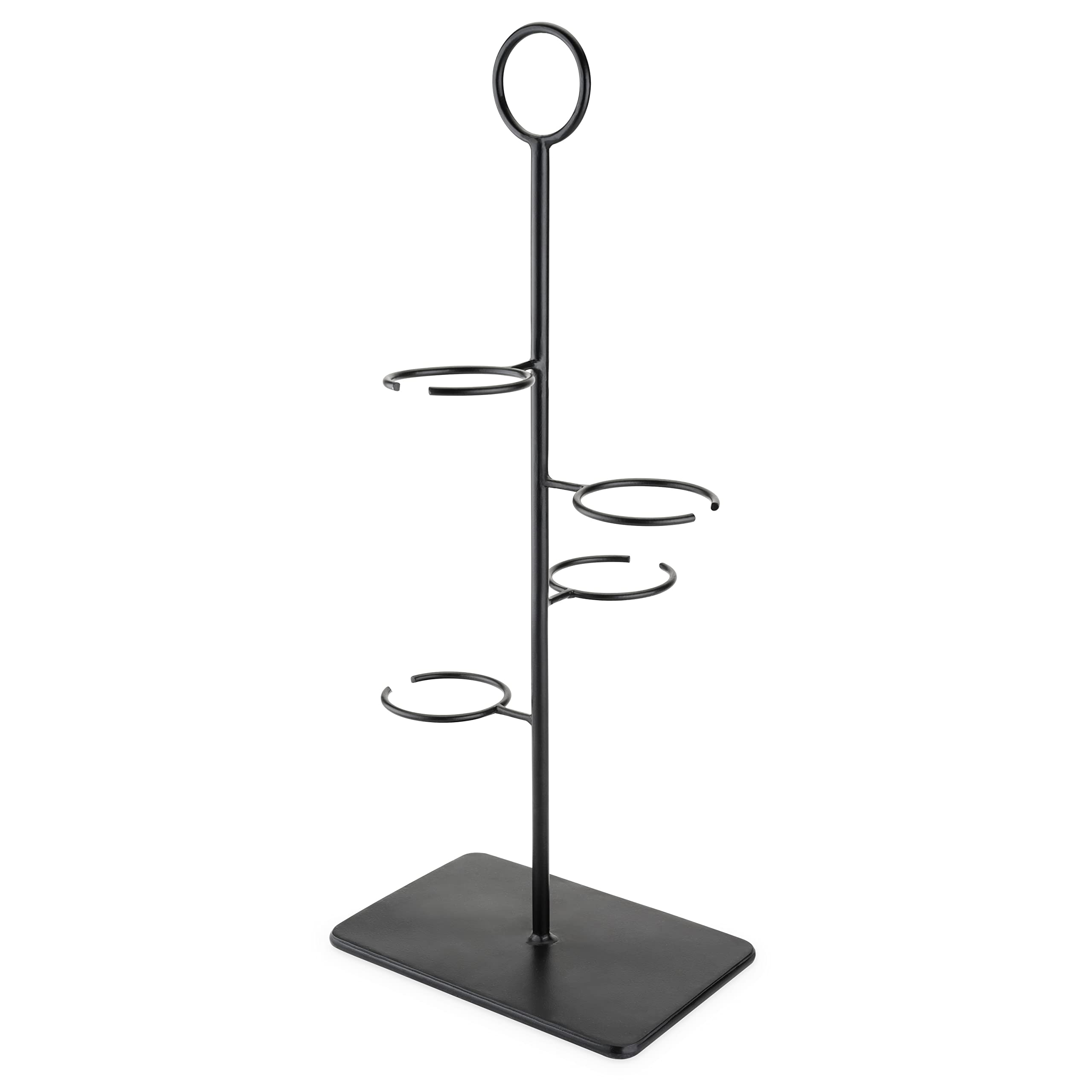 True Hover Flight Server, Tasting Carrier Kit, Holds 4 Stemmed Wine Glasses Modern Serving Stand Holder, Iron, Black, Set of 1