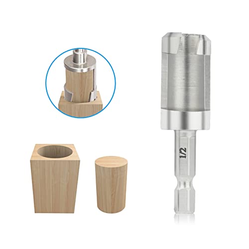 Wood Plug Cutters, 8 Pcs Straight and Tapered Plug Cutter Set 1/4", 5/16β, 3/8", and 1/2" Taper Cutting Tool Cork Drill Bit Knife Set with 1/4 Hex Shank