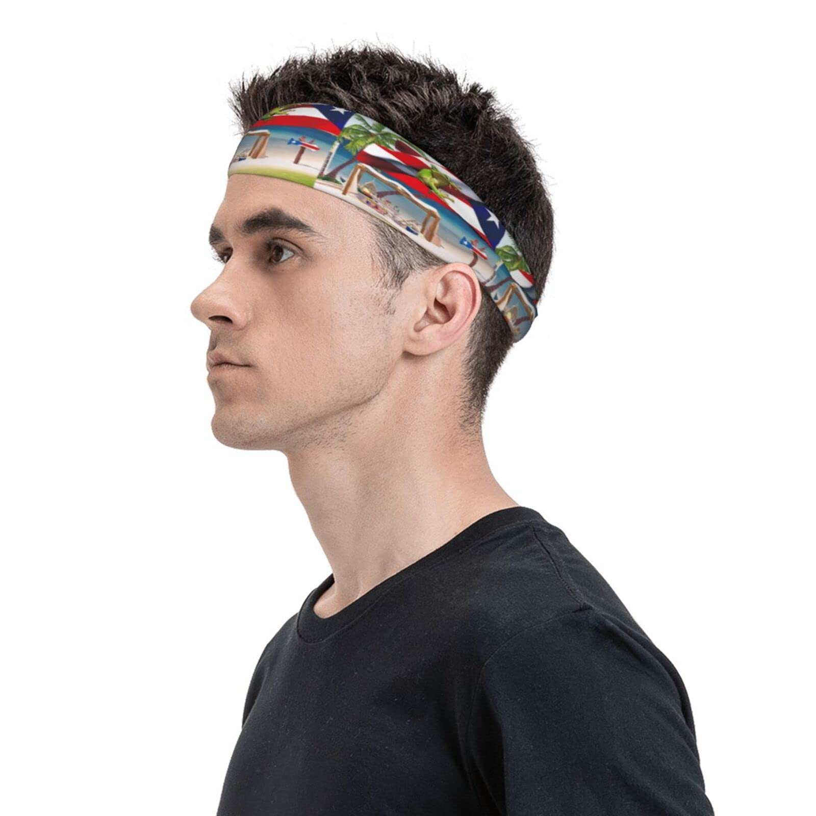 Workout Headbands for Men Women Puerto Rico Flag Vacation Breatheable Hair Bands Gym Sweat Bands