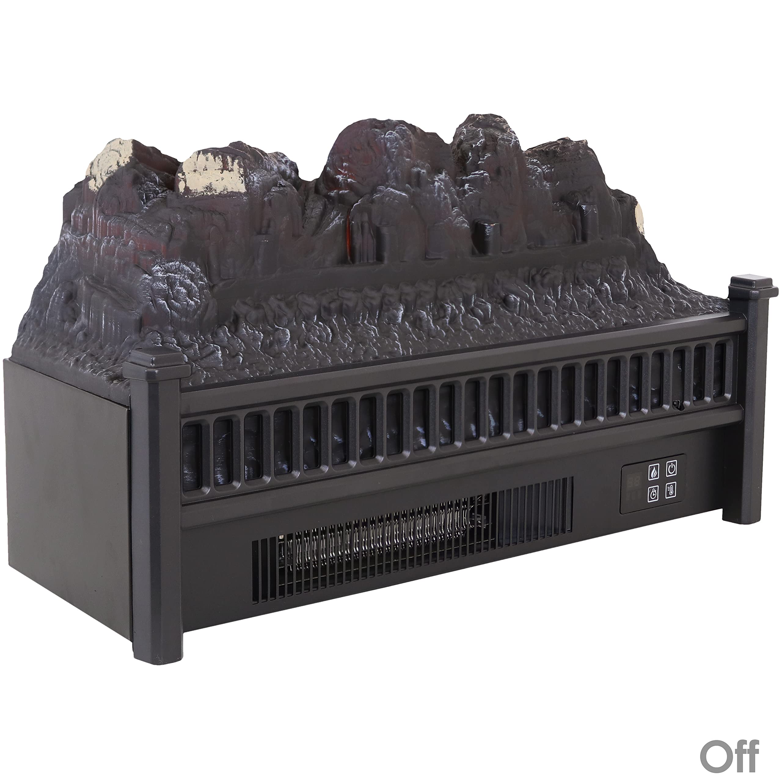 Sunnydaze Heated Log Electric Fireplace Insert Heater - Polypropylene Construction - Great for Existing Fireplaces