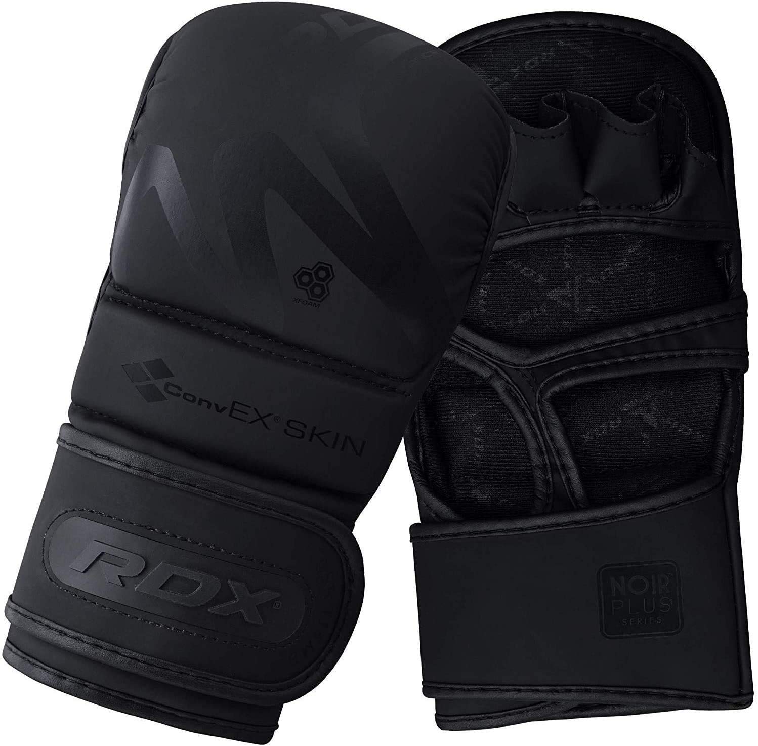 RDX MMA Hybrid Sparring Gloves, Maya Hide Leather, Open Ventilated Palm, Padded Mitts Martial Arts Kickboxing Muay Thai Training Cage Fighting, Men Adult, Punching Bag and Pads Workout