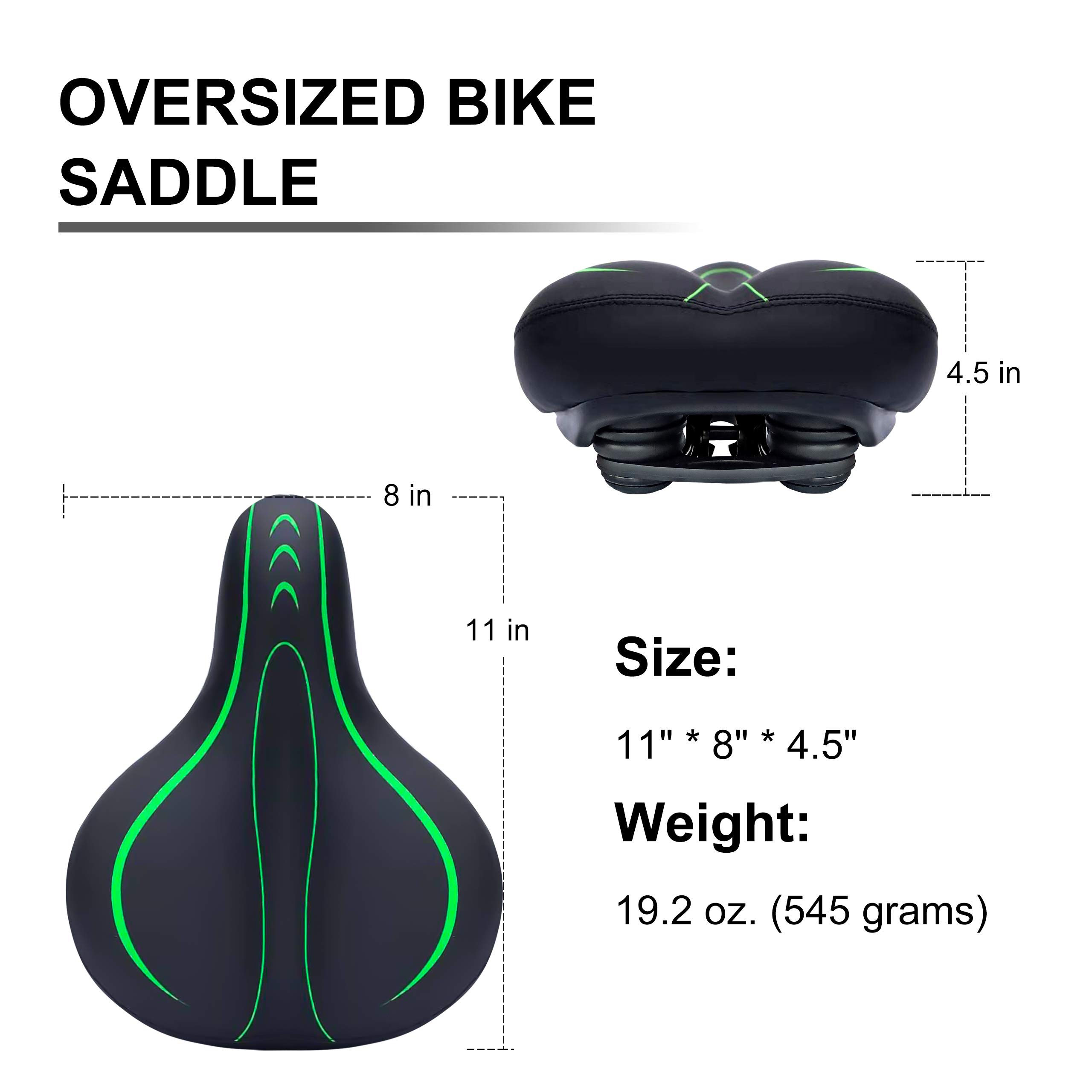 OXYVAN Bike Seat Most Comfortable Universal Replacement Bicycle Seat Cushion Dual Shock Absorbing Ball Wide Bicycle Saddle for Men Women, Green