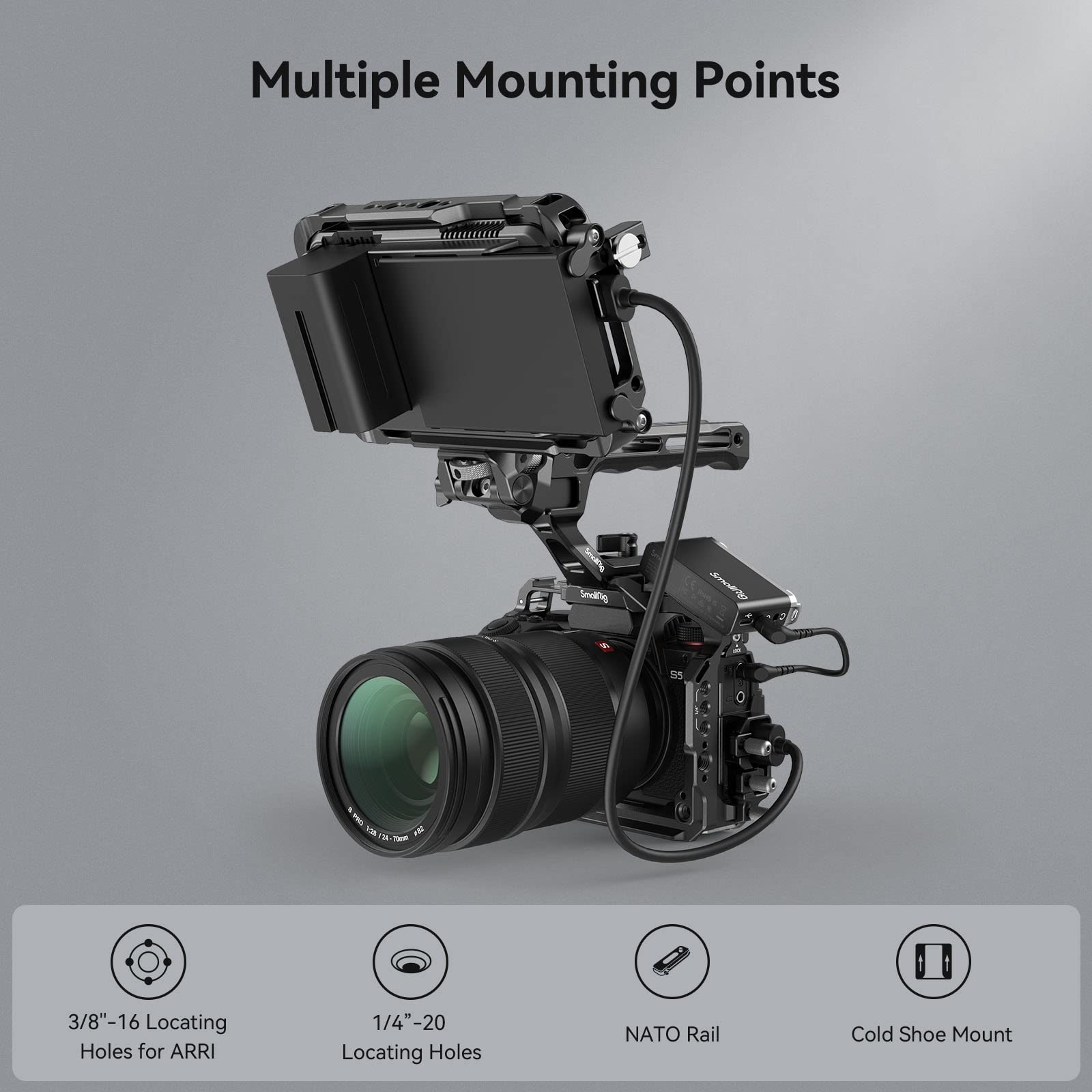 SmallRig G9 II S5 II S5 IIX Camera Cage for Panasonic LUMIX G9 II / S5 II / S5 IIX with Built-in 2 Cold Shoes & 2 NATO Rails, Quick Release Plate for Arca - 4022