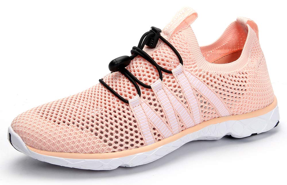 SUOKENI Women's Quick Drying Slip On Water Shoes for Beach or Water Sports Orange Pink,Size:US 7.5/EU 38