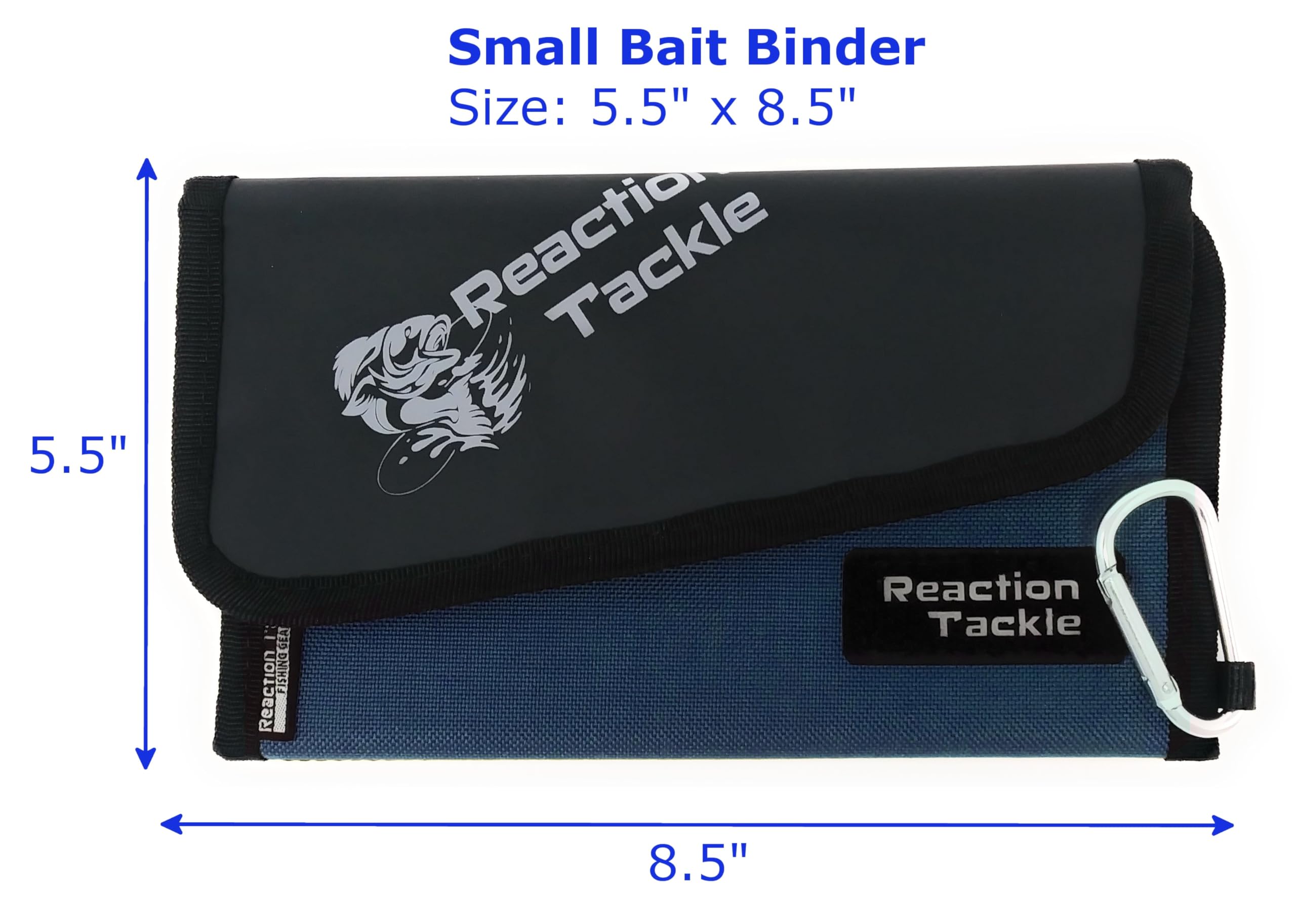Reaction Tackle Fishing Tackle Organizer Case | Soft Bait Binder | Keep Soft Plastic Baits and Tackle Organized | Removable Storage Pockets Small Bait Binder- Blue