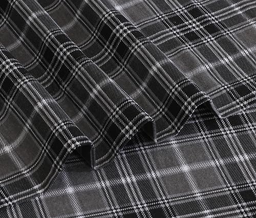 RUVANTI Flannel Sheets Twin Size - 100% Cotton Brushed Flannel Bed Sheet Sets - Deep Pockets 16 Inches (fits up to 18") - All Seasons Breathable & Super Soft - Warm & Cozy - 3 Pcs - Grey Plaid