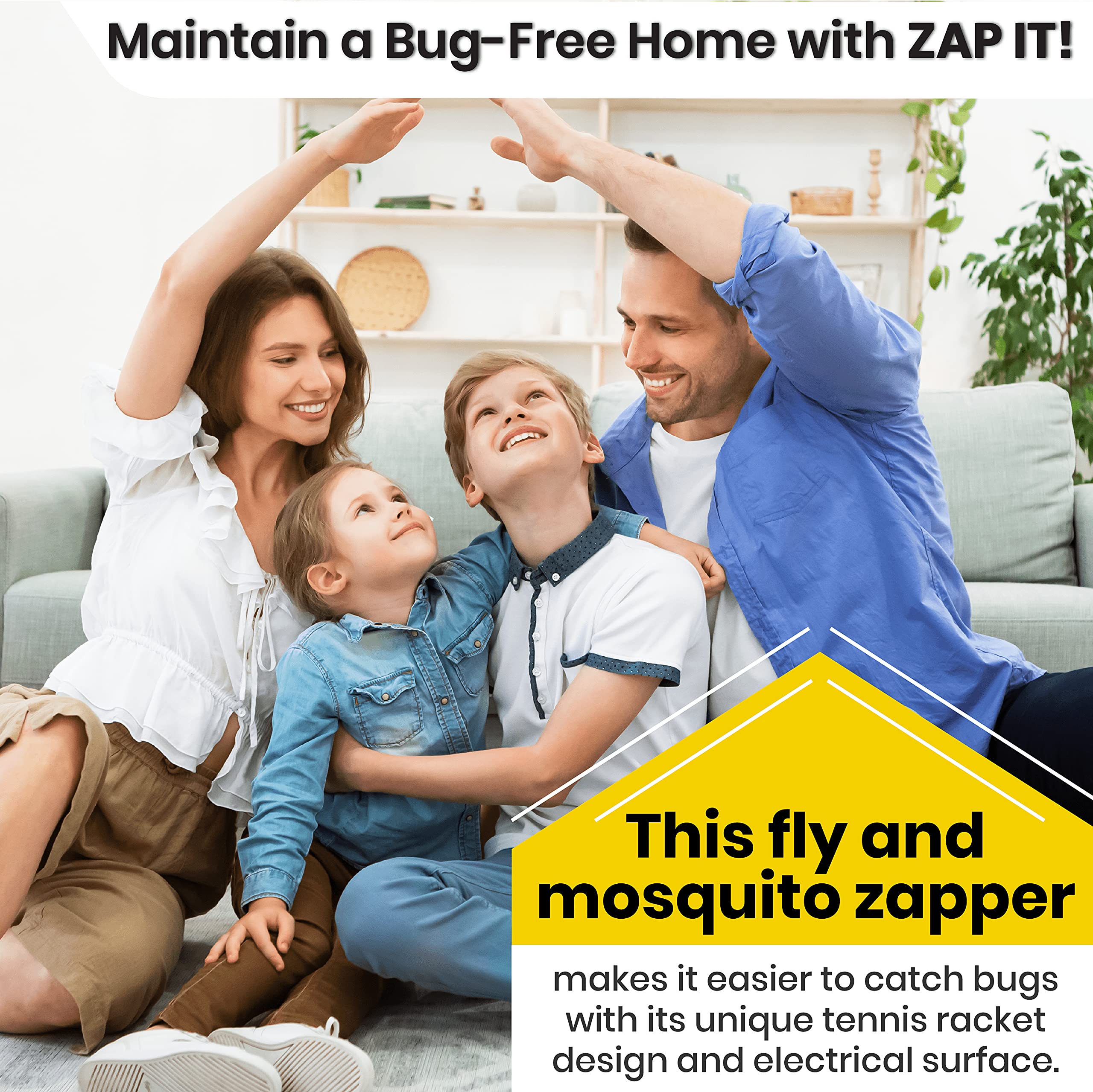 Zap It Electric Fly Swatter Racket & Mosquito Zapper - High Duty Battery Powered 3,500 Volt Electric Bug Zapper Racket - Fly Swatter Electric - Fly Killer Fly Swatter for Indoors (2 AA Included)