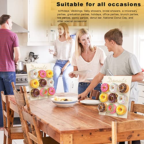 ULENDIS 2 Pack Donut Wall Display Stand Wooden, Reusable Donut Holder Board Fits 18 Doughnuts, Doughnut Food Buffet Display for Wedding Baby Showers Birthday Gathering Party Decorations and More