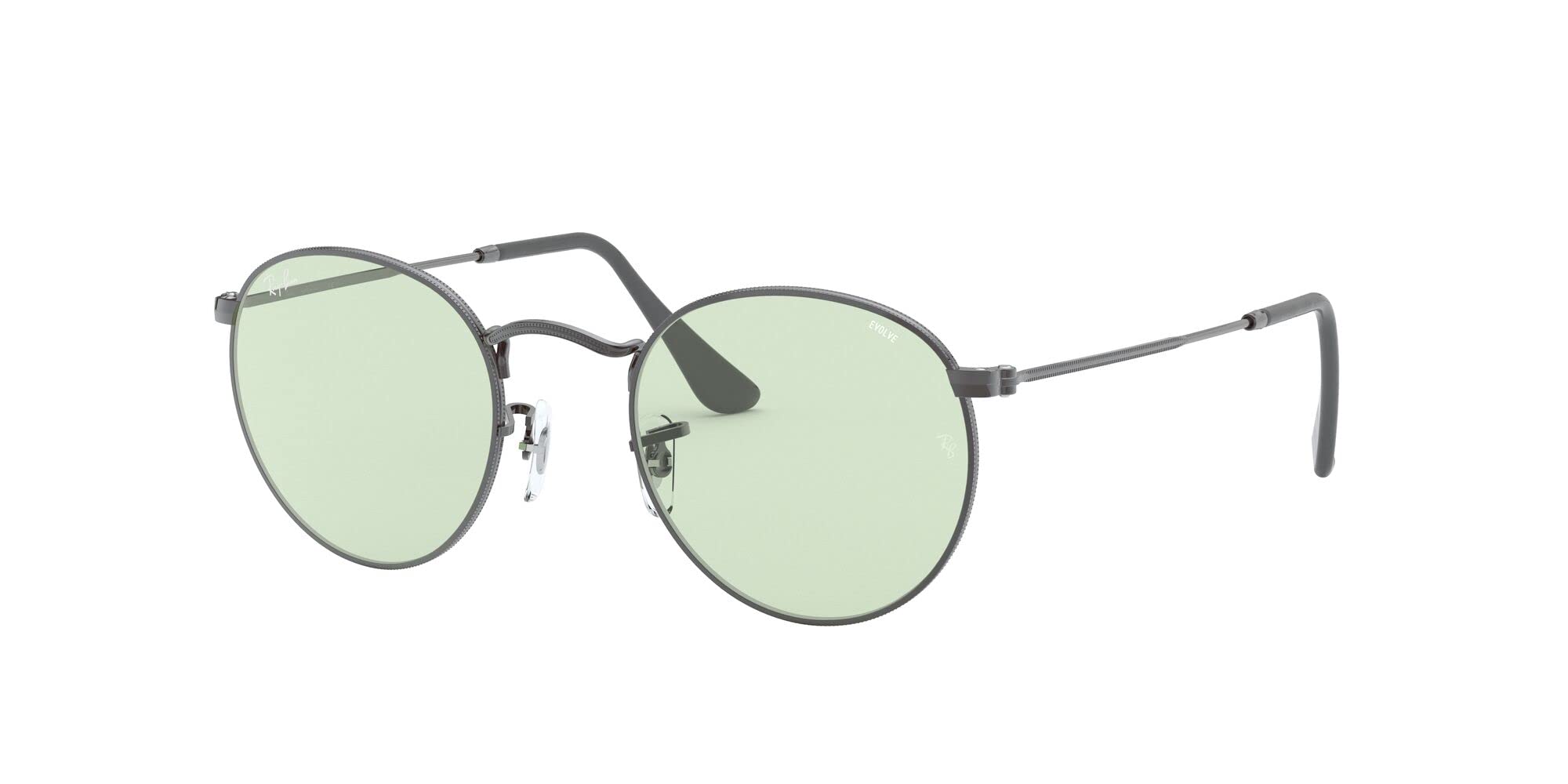 Ray-Ban Rb3447 Round Metal Polarized Sunglasses, Gunmetal/Evolve Photochromic Yellow to Red, 53 mm