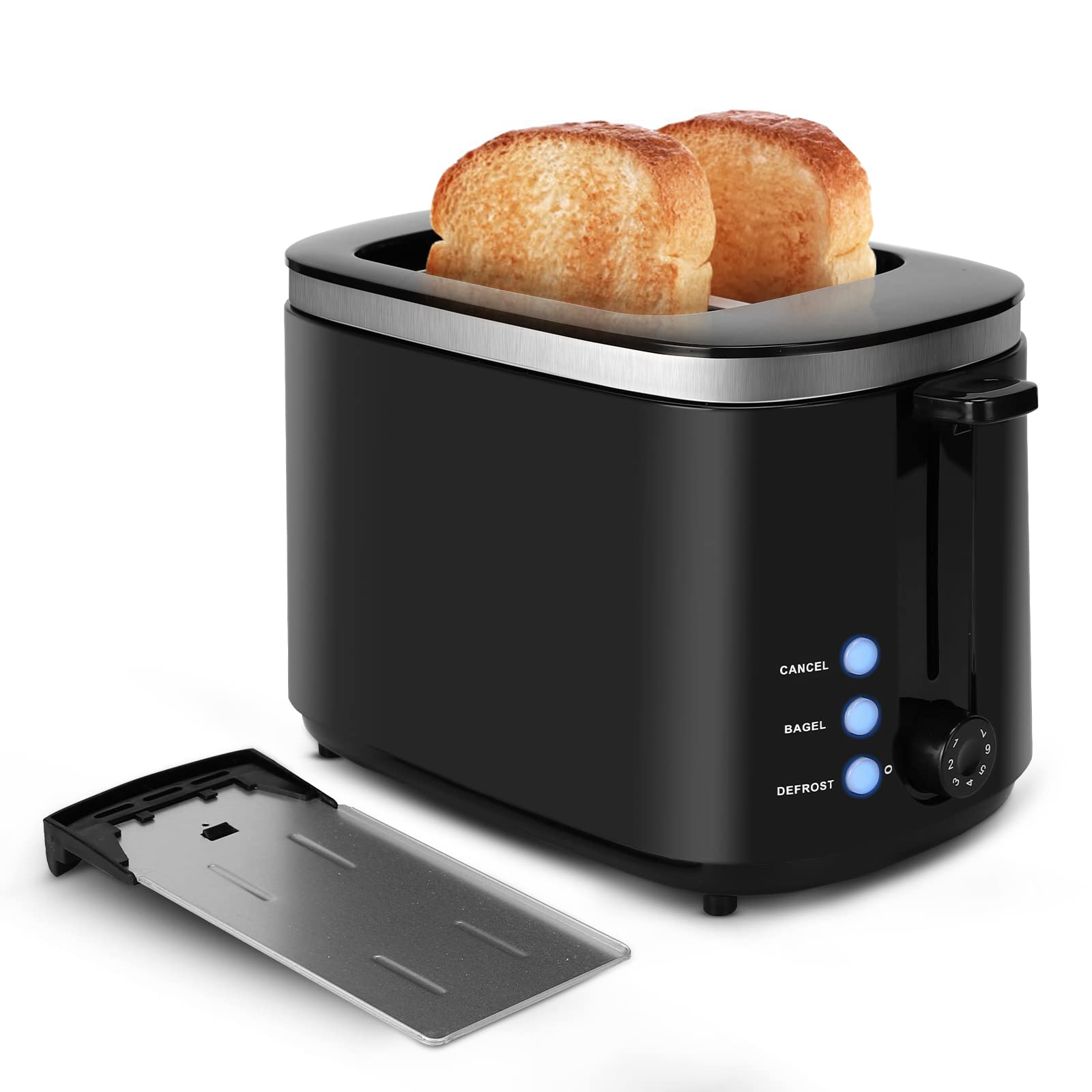 Toaster 2 Slice Best Rated Prime Stainless Steel 2 Slice Toasters Extra Wide Slot Toasters 7 Shade Settings Defrost/Begal/Cancel with Removable Crumb Tray for Bread, Waffles, Small Retro Evenly Quickly Toaster