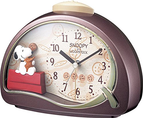 Rhythm Snoopy 4SE506MJ09 Alarm Clock Character Analog R506 Electronic Sound Alarm Brown