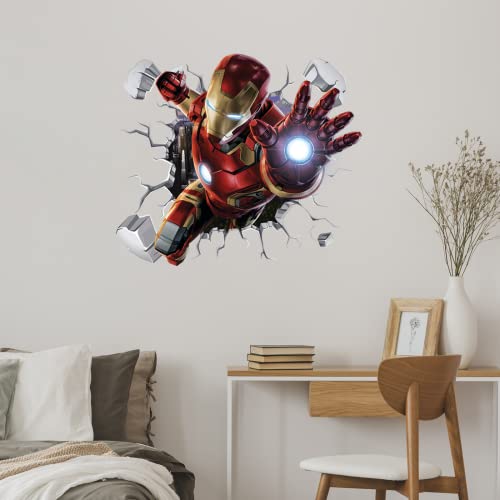 Superhero Wall Decals 3D Realistic Cool Wall Sticker Water Proof Self-Adhesive Vinyl for Boys Bedroom Bathroom Nursery Decoration Gift Supplies(15.7inx19.7in)