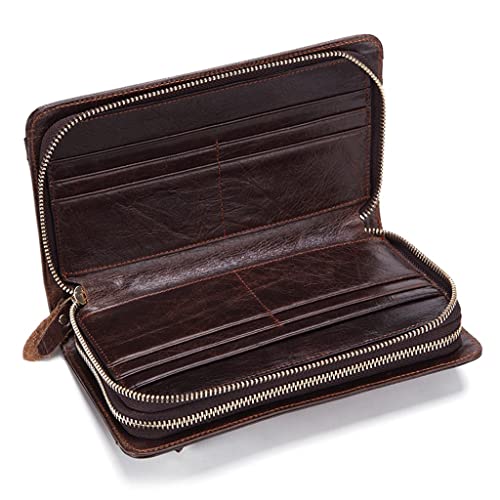 ZCMEB Men's Men's Wrist Handbag Double Zipper Wallet Wallet Mobile Phone Cash Card Holder