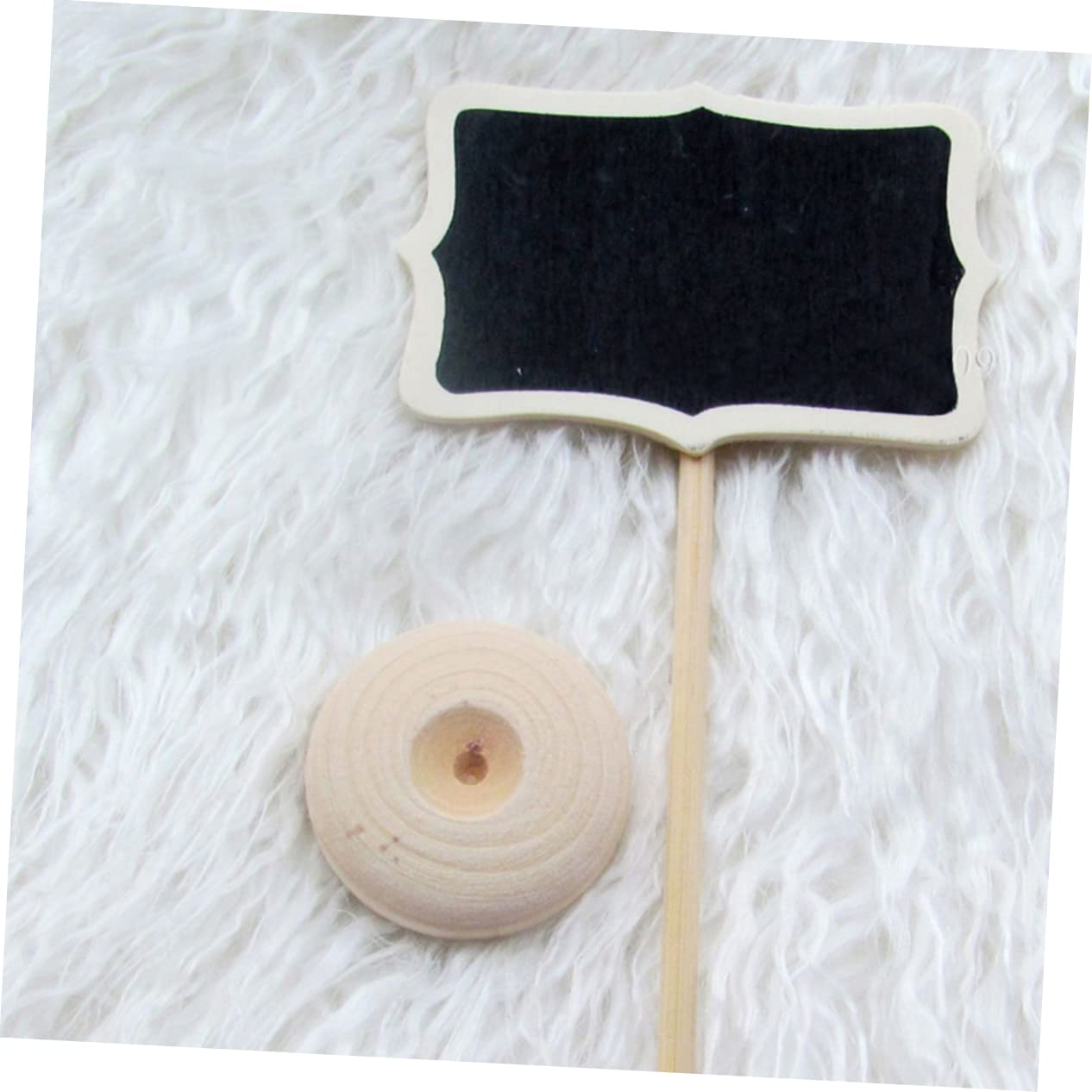 Tofficu 10pcs Mini Chalkboard Mini Small Nativity Tree Decorations Small Chalkboard Blackboard Sign Chalkboard Table Place Cards Blackboard with Holder Base Logo Wooden Indicator