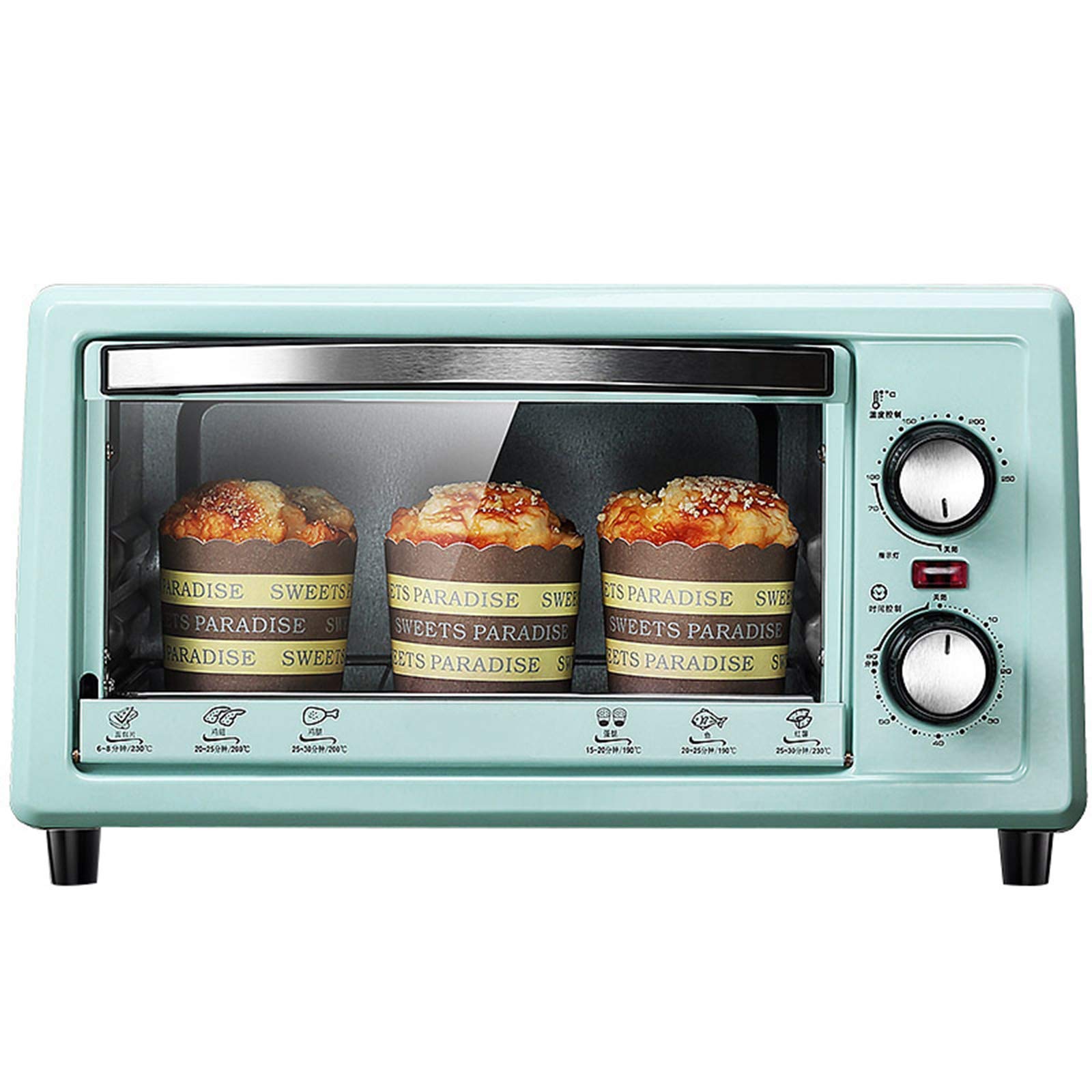 Multifunctional Electric Mini Oven,Retro Baking Cake Bread Electric Oven, Intelligent Stainless Steel Coating Microwave Oven (Mint) (Mint)