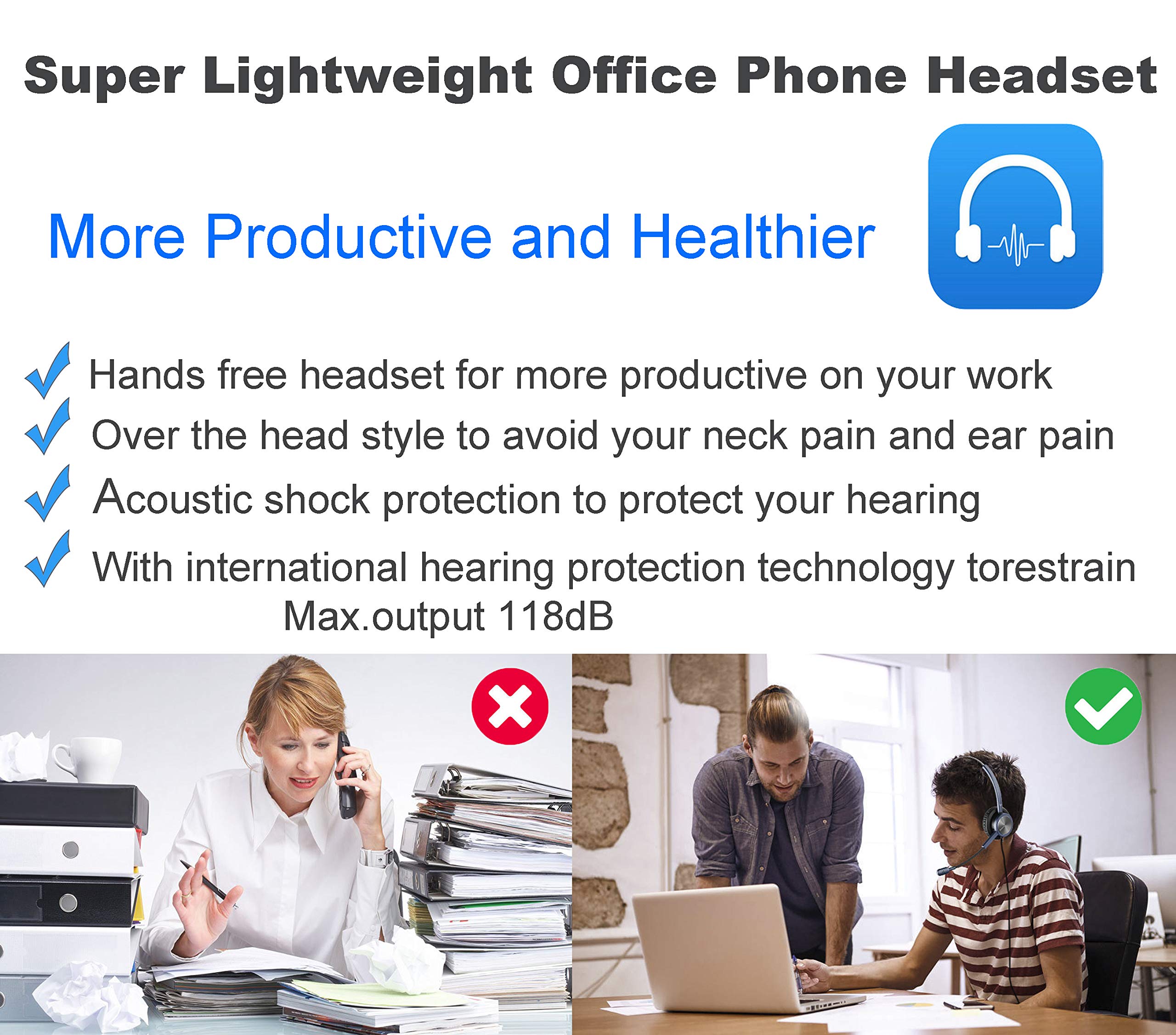 Sinseng TelPhone Headset with Microphone Noise Cancelling for Call Center, 3.5mm Computer Headphones with Volume Control for iPhone iPad Samsung PC, Office Phone Headset for Online Courses Dictation