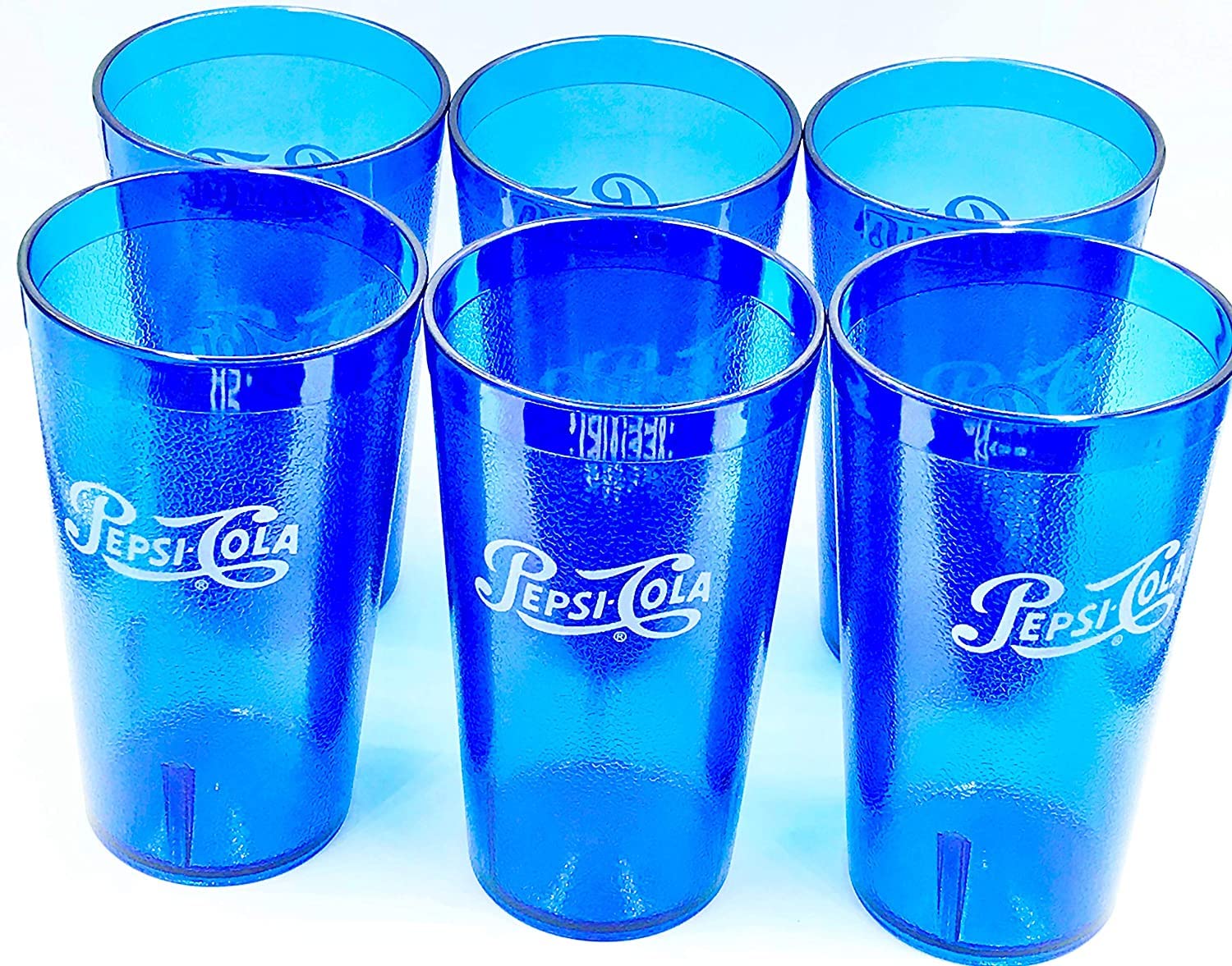 Supply Depot Compatible with Pepsi Blue Plastic Tumblers Cups 16-Ounce Restaurant Grade Cups, Set of 6